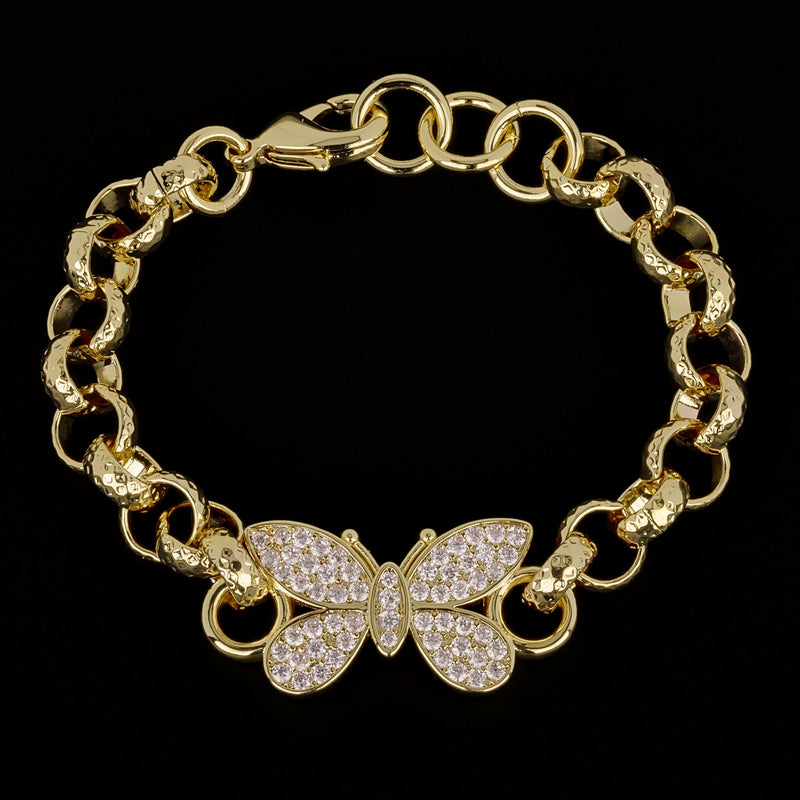 6 inch Butterfly Belcher Bracelet With Crystals for Kids